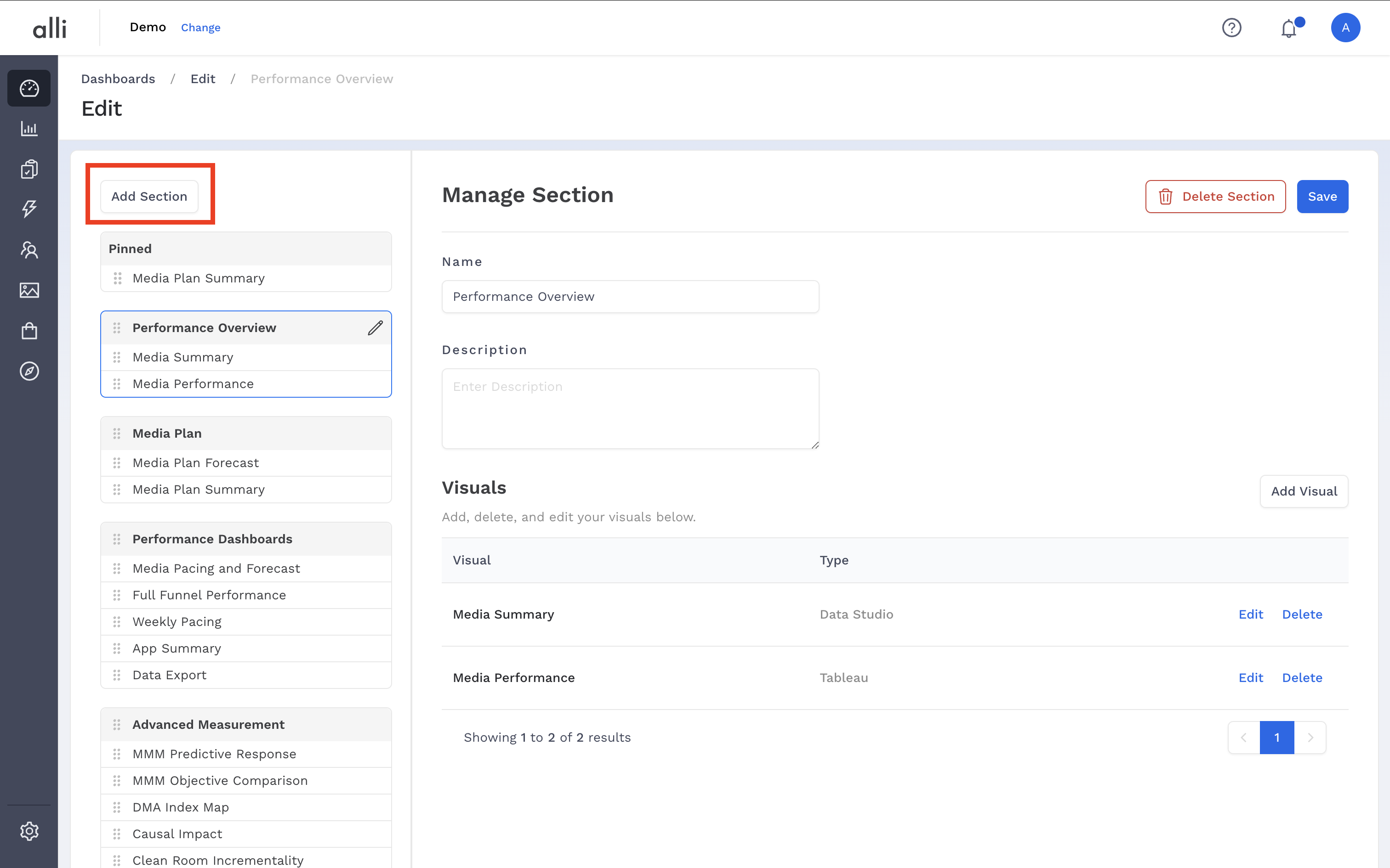 How-To: Create a new Dashboard Section